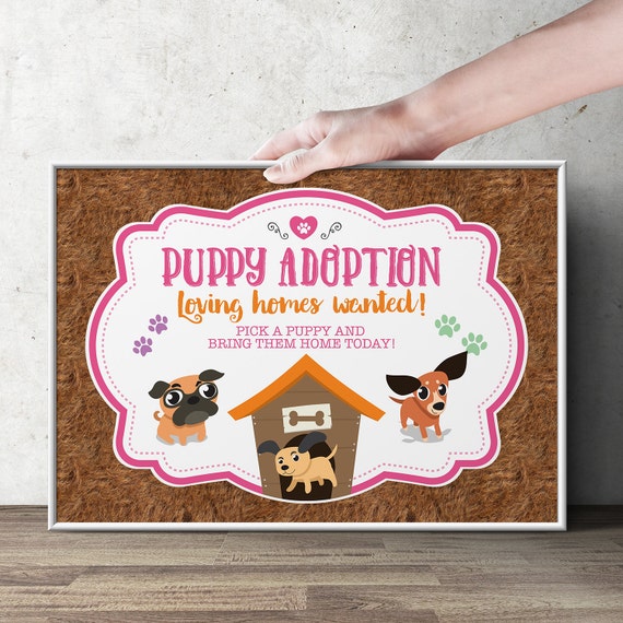 Puppy Party Adoption sign Puppy signs Paw party birthday