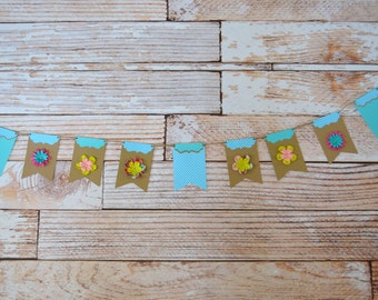 Paper Banner Kit 5 feet long floral kraft DIY paper kit
