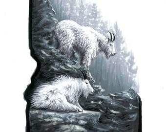 Mountain goat art | Etsy