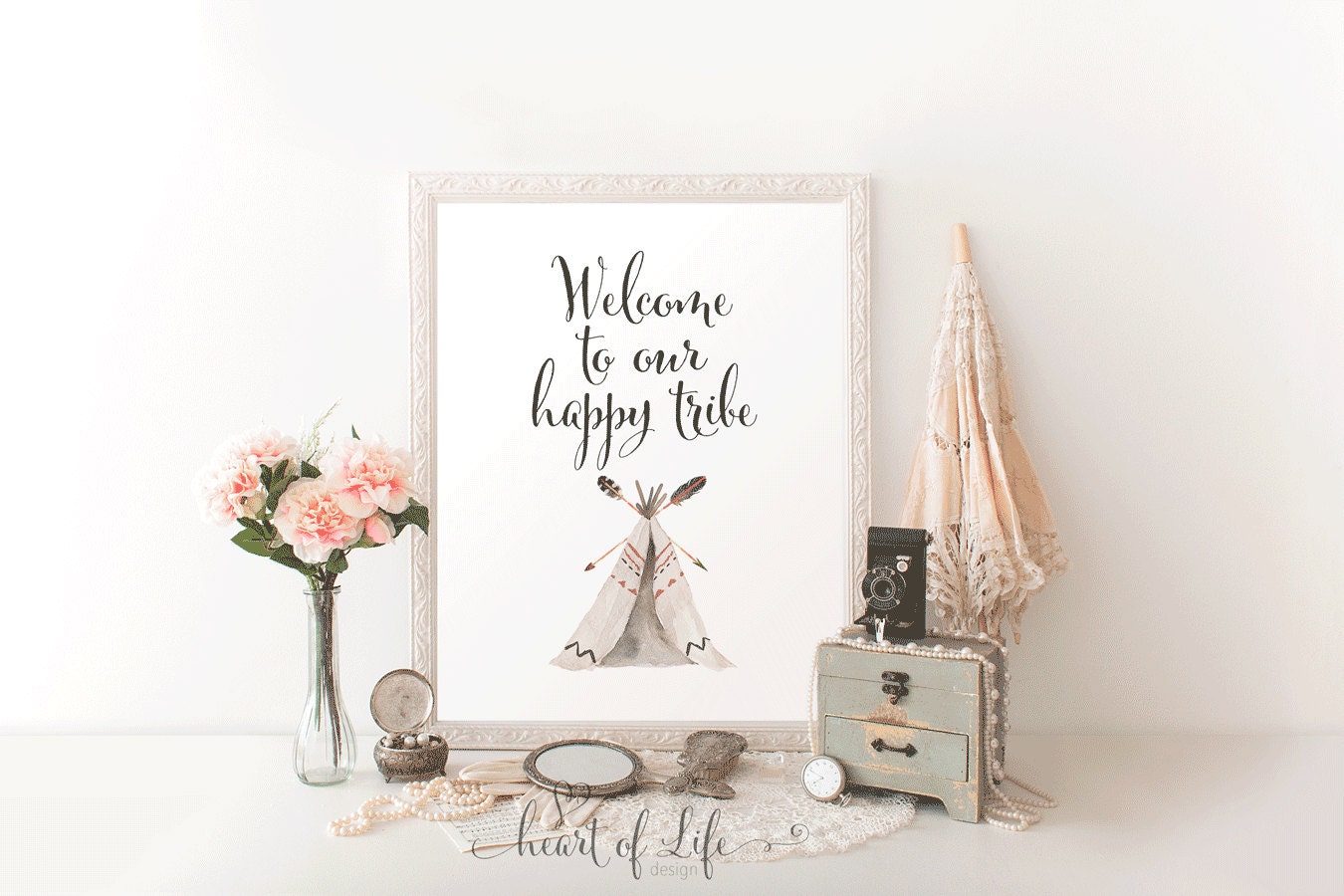 Printable art Tribal art print Welcome to our happy tribe Tee