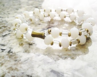 Items similar to handmade raspberry antique gold and crystal bracelet ...