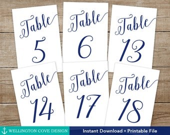 Navy table numbers | Etsy