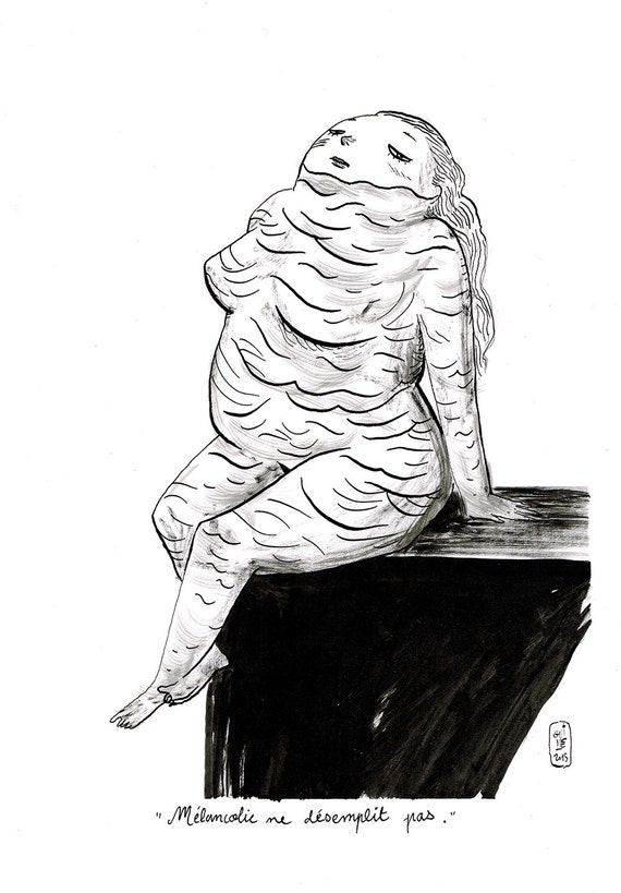 Original drawing Melancholy full