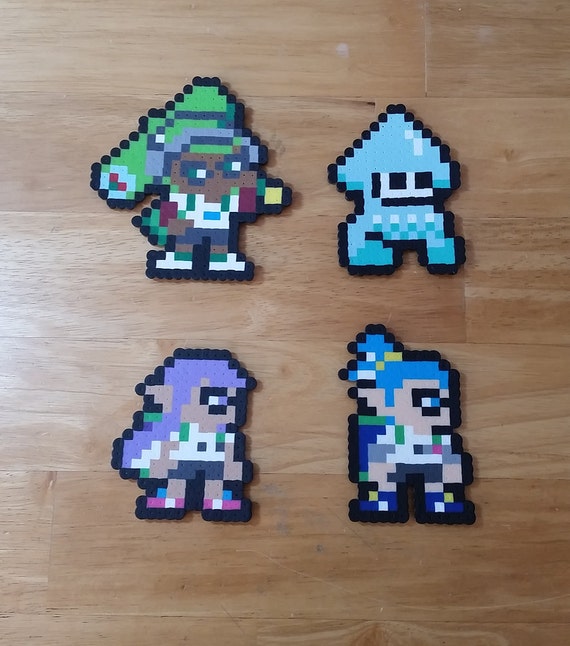 Set of 4 Splatoon Perler Bead Magnets by peppermintpixels on Etsy