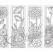 Blooming flowers Coloring Bookmarks Page Instant Download