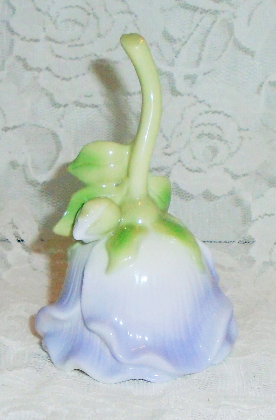 Porcelain Bell Lavender Blue Flower Shaped Bell Vintage 1980s
