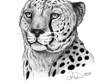 Unique cheetah drawing related items | Etsy