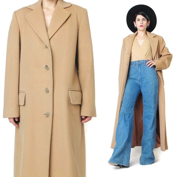 Vintage Calvin Klein Coat Wool Camel Coat Long Wool Coat 1980s