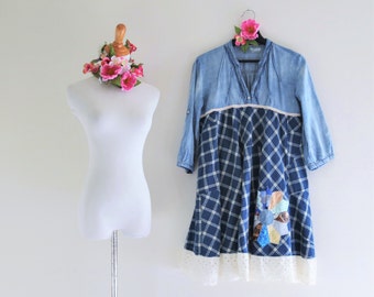 Recycled denim dress | Etsy