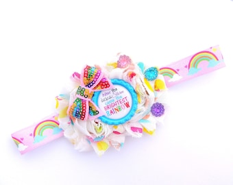 Items similar to Rainbow Headband Flower Headband Rainbow Flowers ...