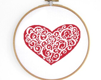 Heart cross stitch | Etsy