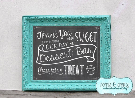 Chalkboard Dessert Bar Sign Sweet / Wedding Reception Decoration ...