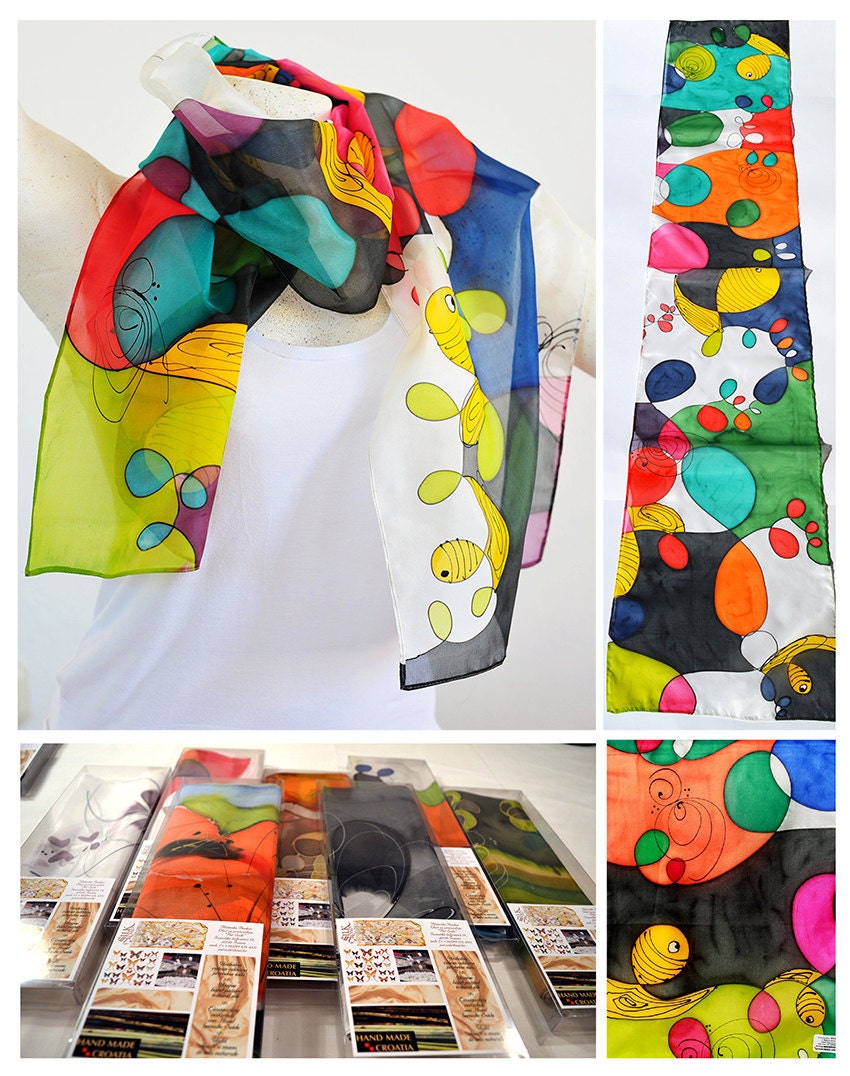 Silk scarf Handmade unique silk accessories gift idea