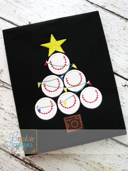 Baseball Softball Christmas Tree Digital by Creativeapplique