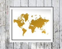 Popular items for gold foil world map on Etsy