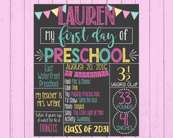 First Day of School Chalkboard Poster First by PersonalizedChalk