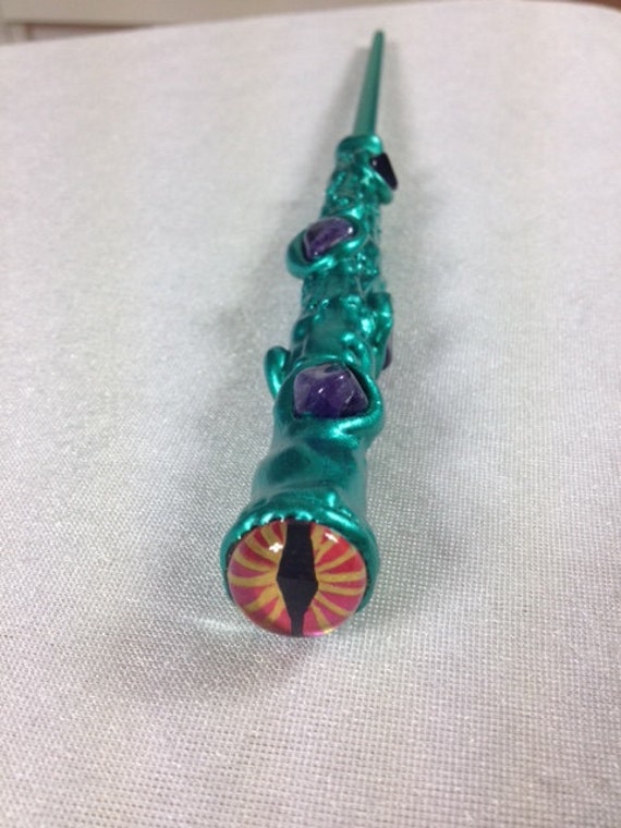 Green Dragon Wand Metallic Green Magic Wand Fairy by FairyMeShop