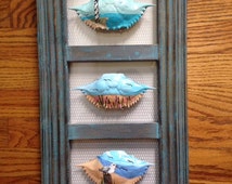 Unique painted crab shell related items | Etsy