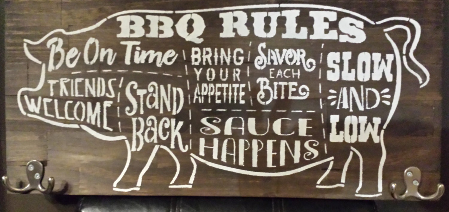 BBQ RULES SIGN/Bbq Tool hanger/Backyard