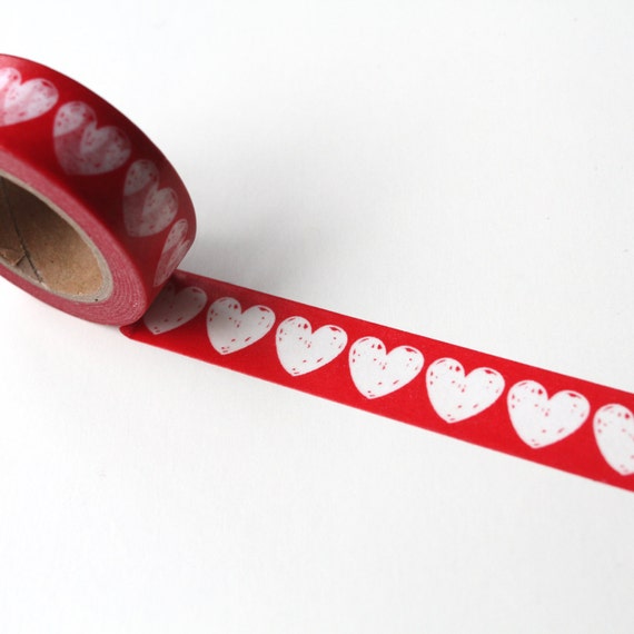 Love heart Red washi tape Wedding washi tape Heart crafting