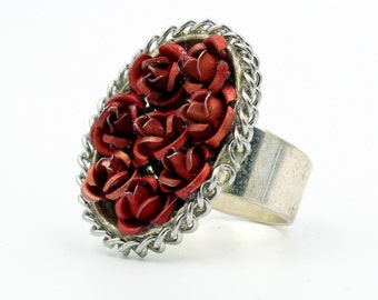 Red rose ring | Etsy