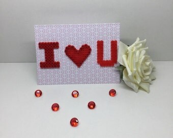 Perler bead card | Etsy