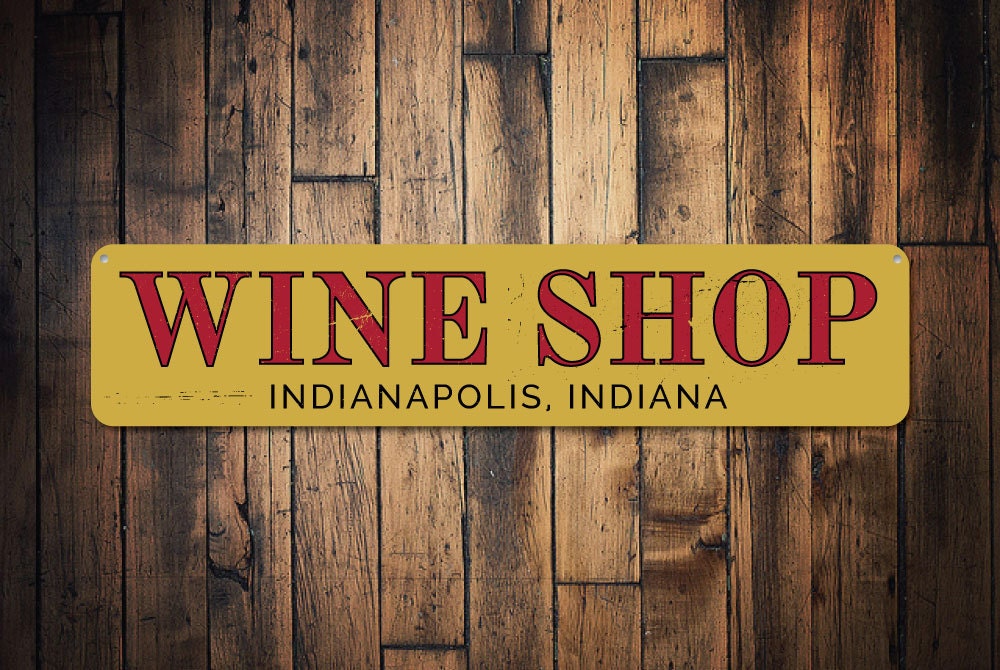 Wine Shop Sign Personalized City State Bar Sign Custom