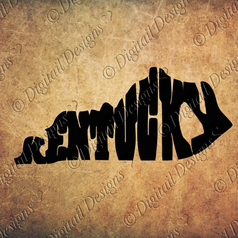 Kentucky State Word Art SVG png dxf eps ai fcm Cut