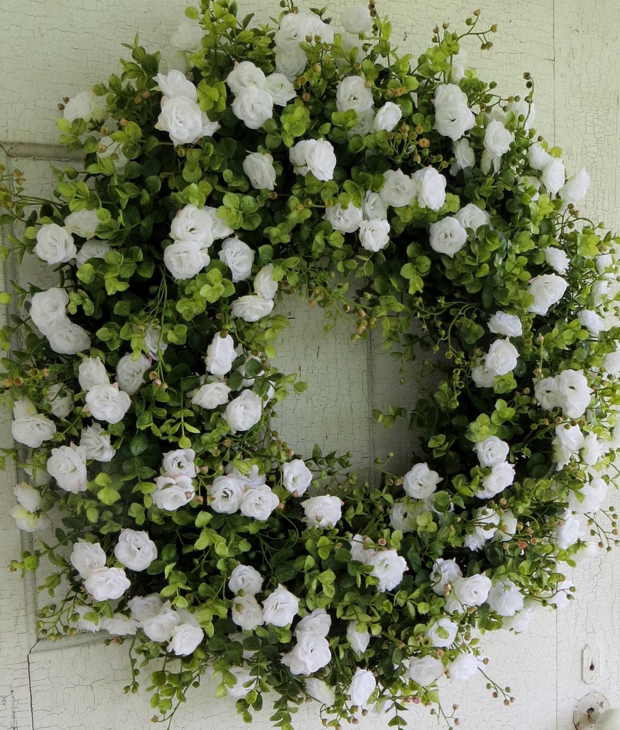 White Rose Wreath Front Door Wreath Wedding Wreath