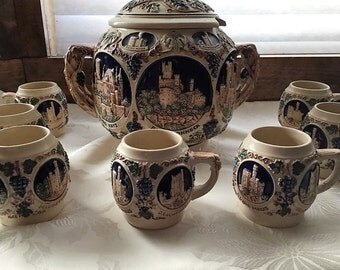 Unique punch bowl set related items | Etsy