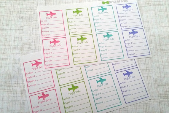 Flight Information Labels Set of 8 Item 029