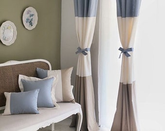 Color block curtains | Etsy