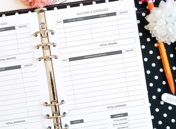 PRINTED Finance tracker Income Expenses insert by DearPlanner