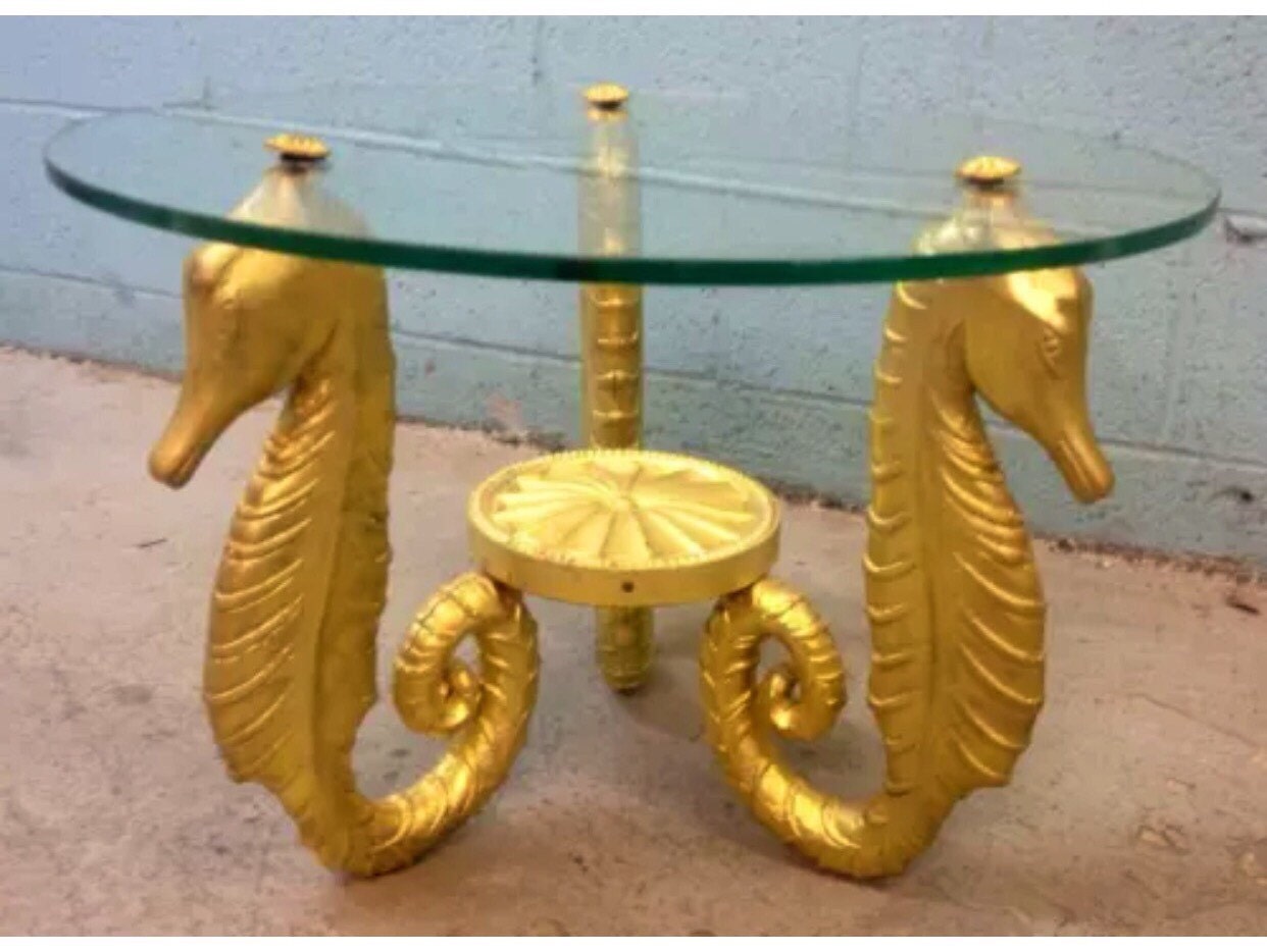 Hollywood Regency style Gold Metal Seahorse Table – Haute Juice