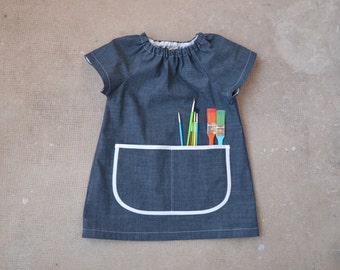 Girls Art Smock Short Raglan Sleeve School Art by FrenchStarKids