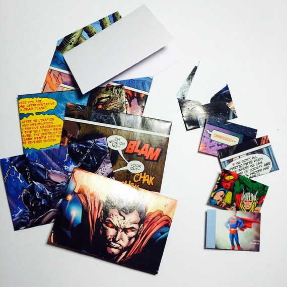 Small comic book superhero envelopes with by GreetingWithLove