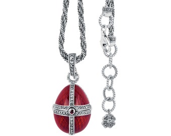 Items similar to Fun egg shaped pendant beaded necklace in blue and ...