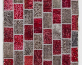 Gray patchwork rug | Etsy