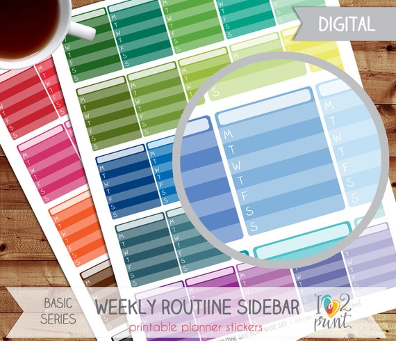 Weekly Routine Sidebar Box Printable Planner by ilove2print