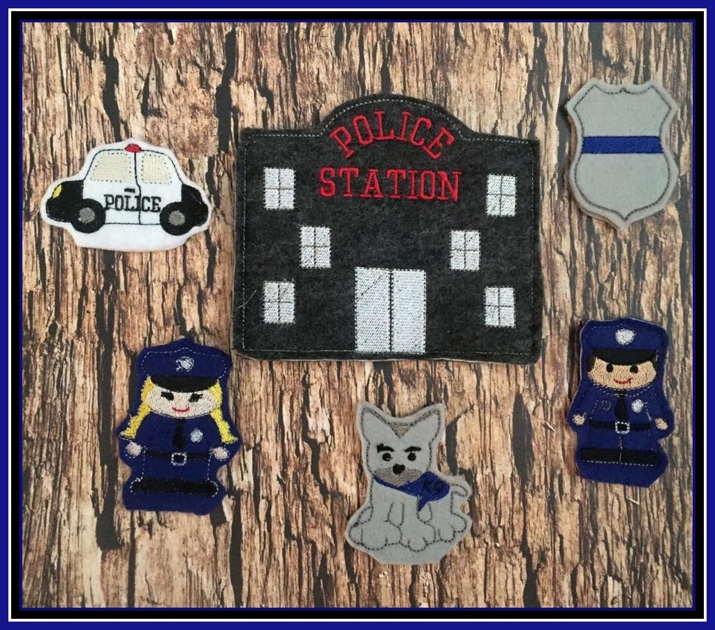 Police Officer Finger Puppets by StirCrazyMomEmb on Etsy