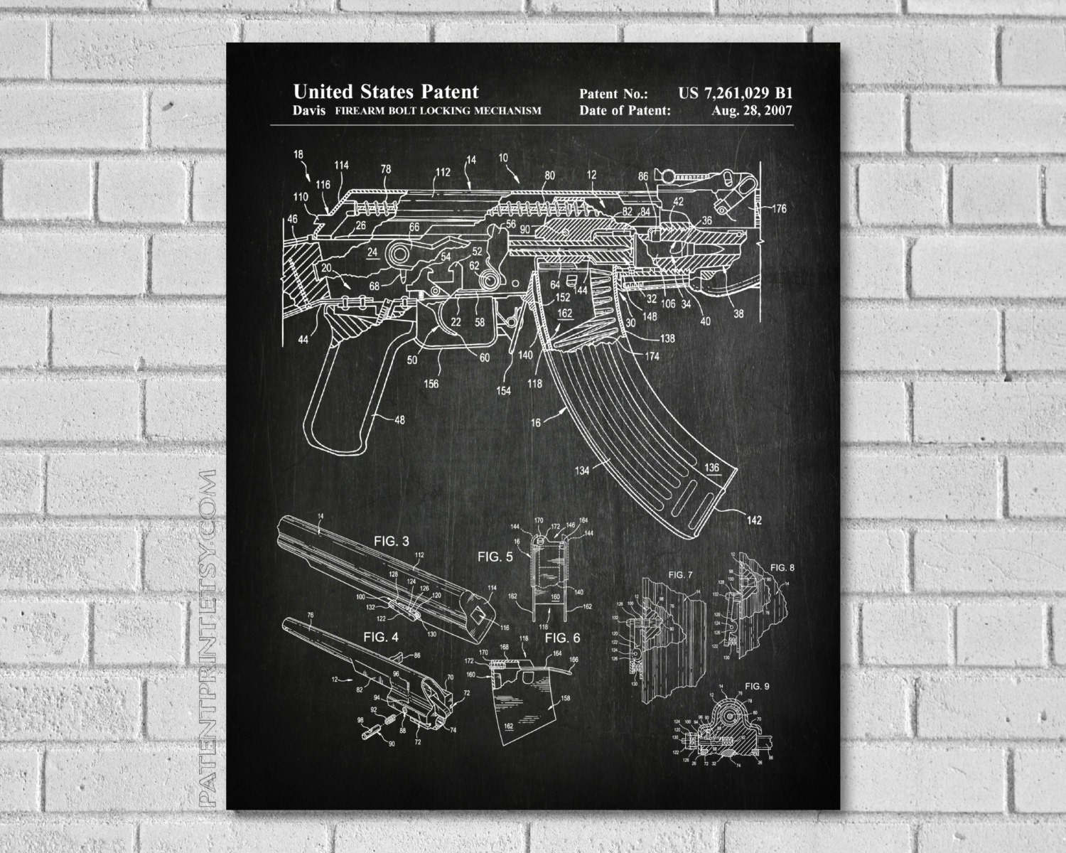 AK-47 Patent Print AK47 Art AK-47 Decor Gun Patent