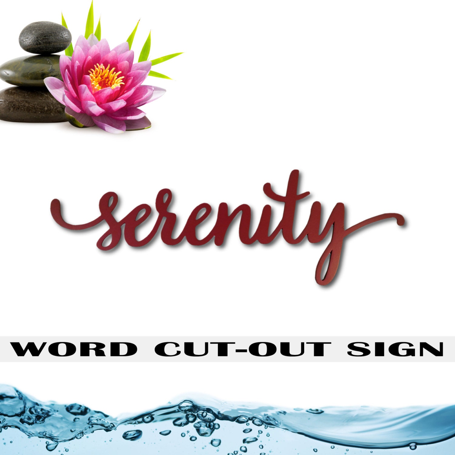 Cut-Out Word Sign Serenity by SignsOfRecovery on Etsy