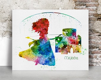 Merida Art Merida Print Watercolor Painting Disney Princess