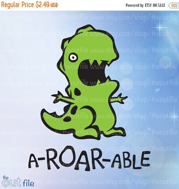 A-roar-able Dinosaur svg cut file for heat transfer by TheCutFile
