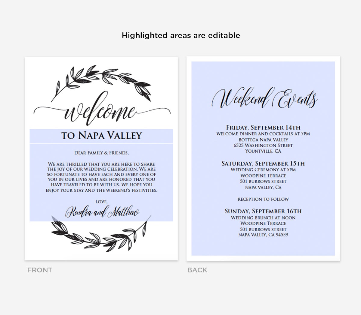 Wedding Welcome Bag Letter Insert Welcome Bag by MintyPaperieShop