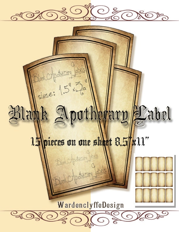 Printable Blank Apothecary Labels Add Your Own Text