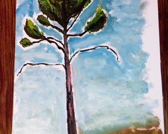 Pine tree painting | Etsy