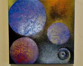 Items similar to Original "Meteor Through the Mist" spray painting on ...
