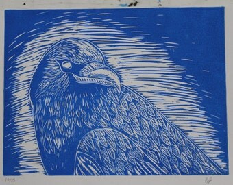 Crow linocuts | Etsy
