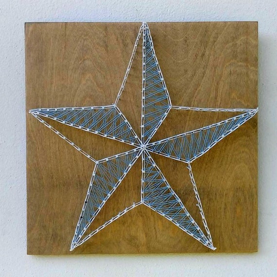 String Art Nautical Star // Blue & White Wood Sign by CoutsCottage